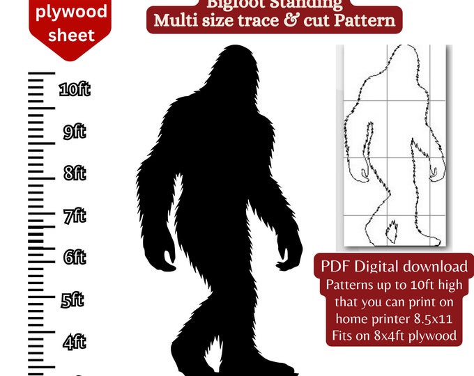 5 6 7 8 9 10ft Life Size Bigfoot Walking Pattern, Sasquatch Silhouette ...