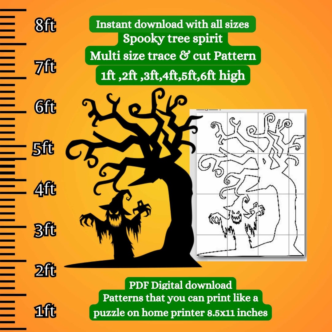 5ft 6ft Spooky Halloween Tree Yard Art Decoration Template, Print & Cut ...