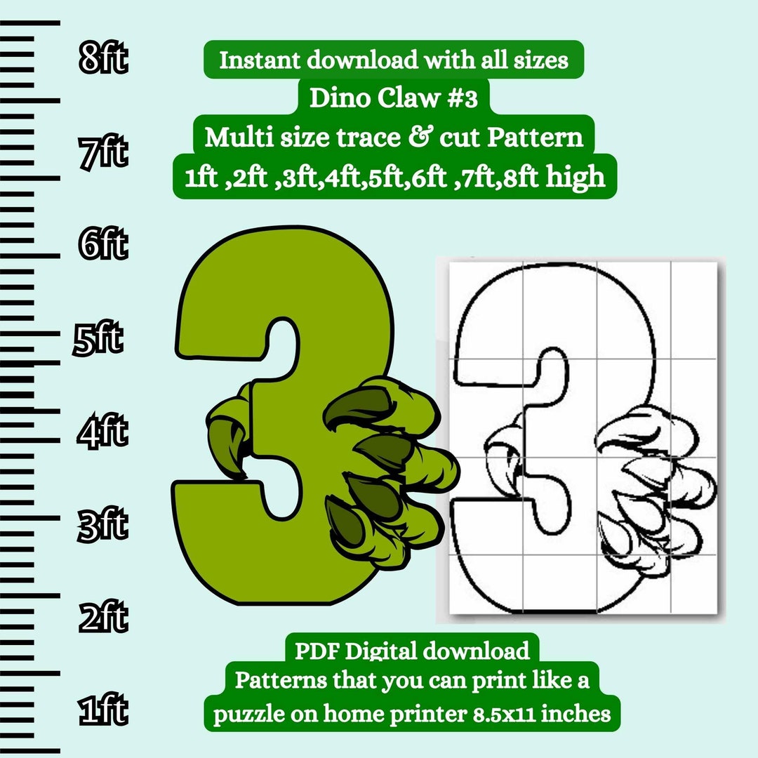 Life Size T Rex Claw Number 3 PDF Pattern Stencil, Print Trace and Cut ...