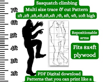 7ft 8ft 10ft Life Size Female Bigfoot Pattern Sasquatch Silhouette Stencil Template Bundle ...
