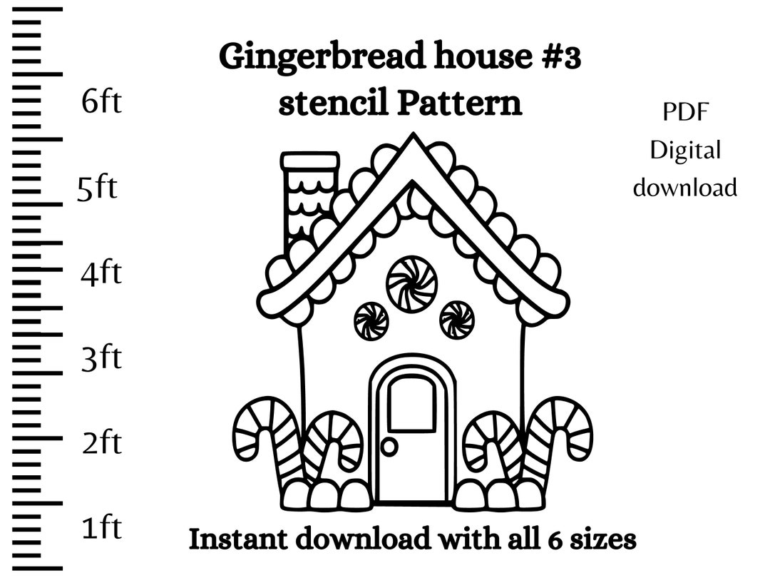 1ft to 6ft Gingerbread House , PDF Template ,printable Trace Cut ...