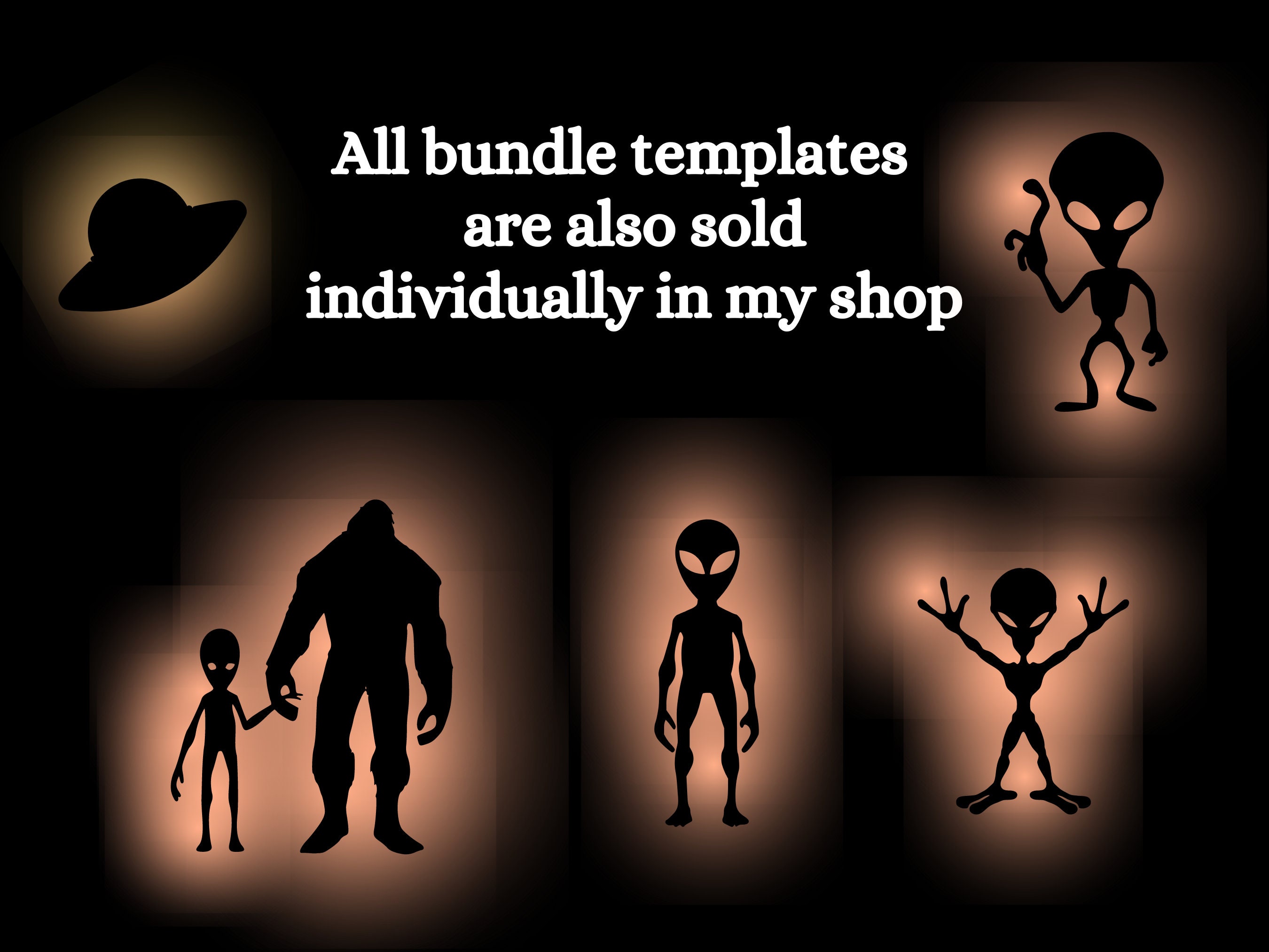 Small Large PDF Alien Stencil Silhouette Template Ufo Yard - Etsy