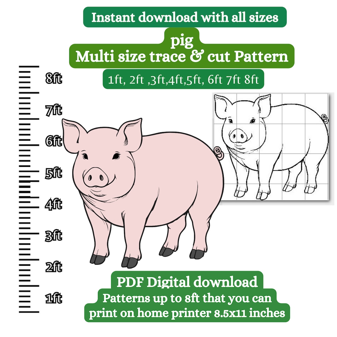 Life Size Pig, Farmhouse Nursery Decor Silhouette Template, Yard Art ...