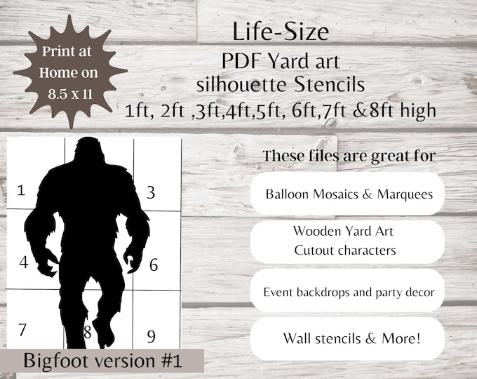 Life Size Sasquatch Template, PDF Stencil, Printable Large Digital ...