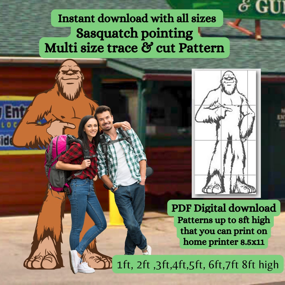7ft 8ft Life Size Bigfoot Prop Pattern Scroll Saw, Sasquatch Silhouette ...