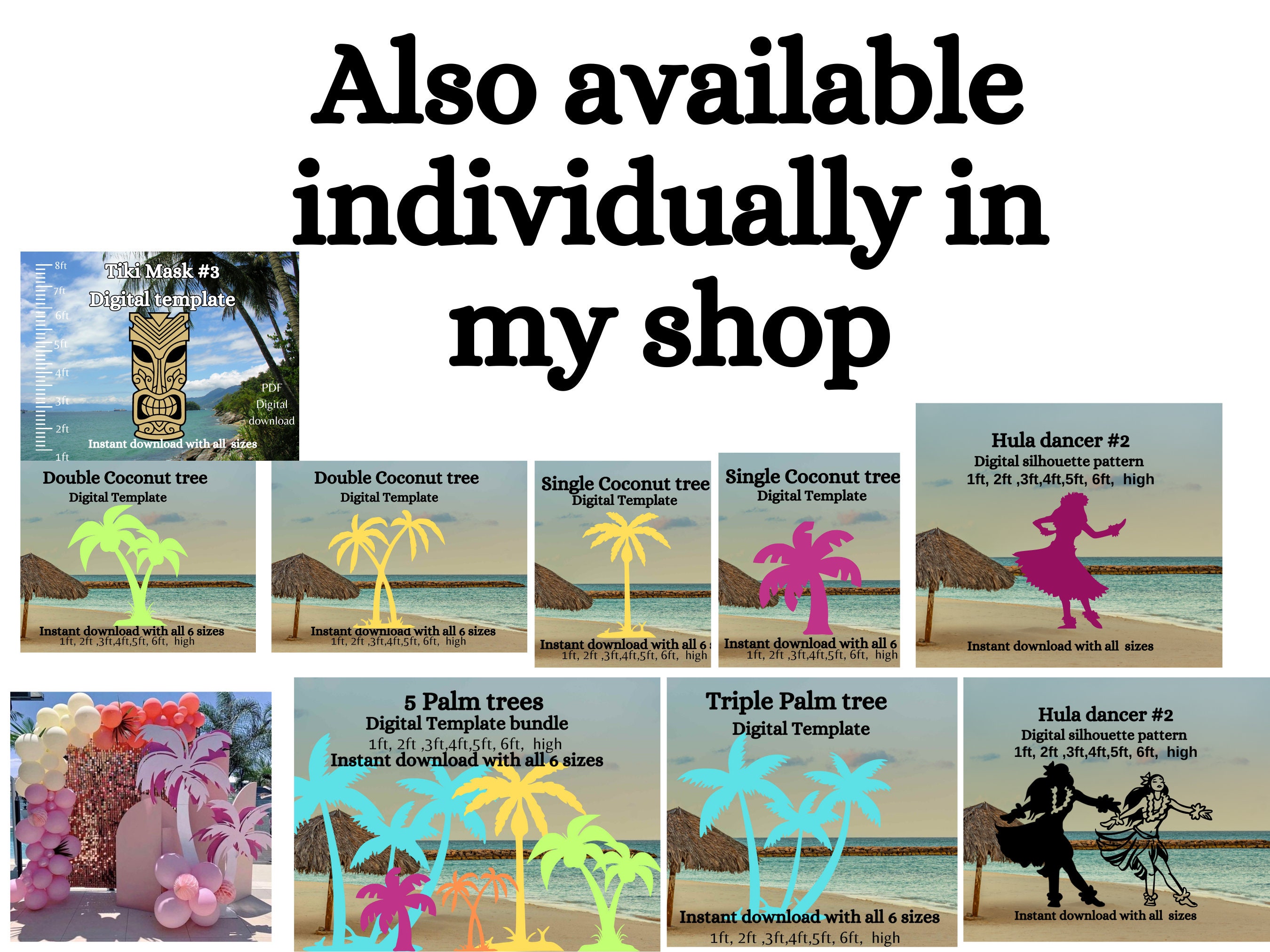 Hula Dancer Silhouette Template, Tiki Party Pdf Pattern, Luau Tiki ...