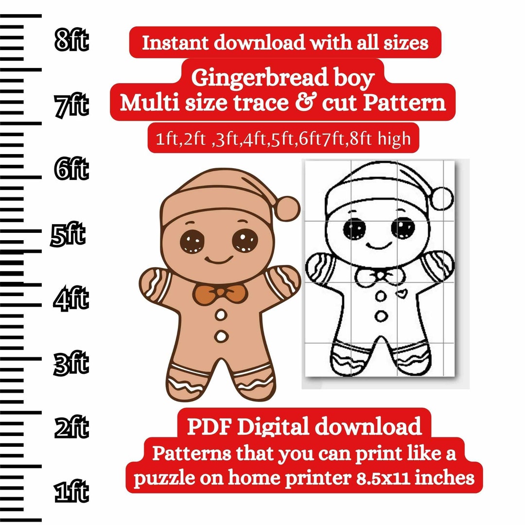 Life Size Gingerbread Boy Man Pattern PDF Template ,printable Trace and ...