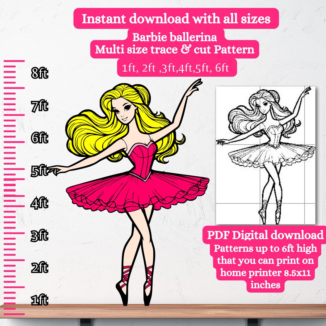 Life Size Pink Ballerina Pattern PDF Template ,printable Tracing Cut ...