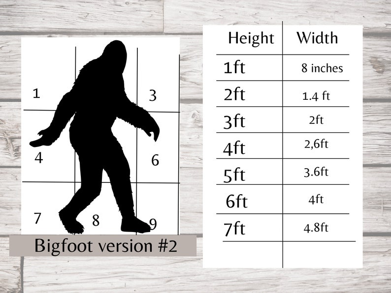 1ft to 8ft Bigfoot Wood Cut Out Silhouette Template, Template Bundle ...