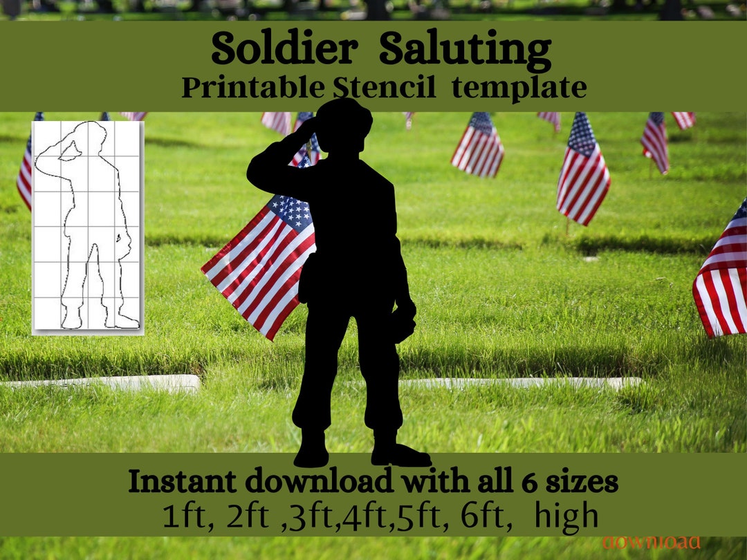 Saluting Soldier Pattern, Yard Display Silhouette Cutout, Stencil ...
