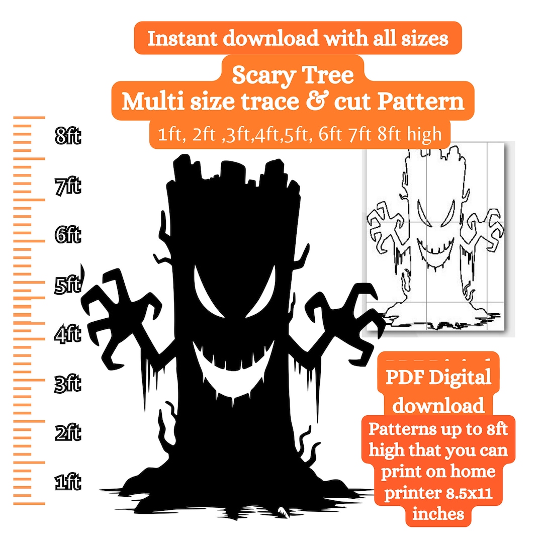 4ft 5ft 6ft 7ft 8ft Diy Monster Tree PDF Template, Yard Art Design for ...