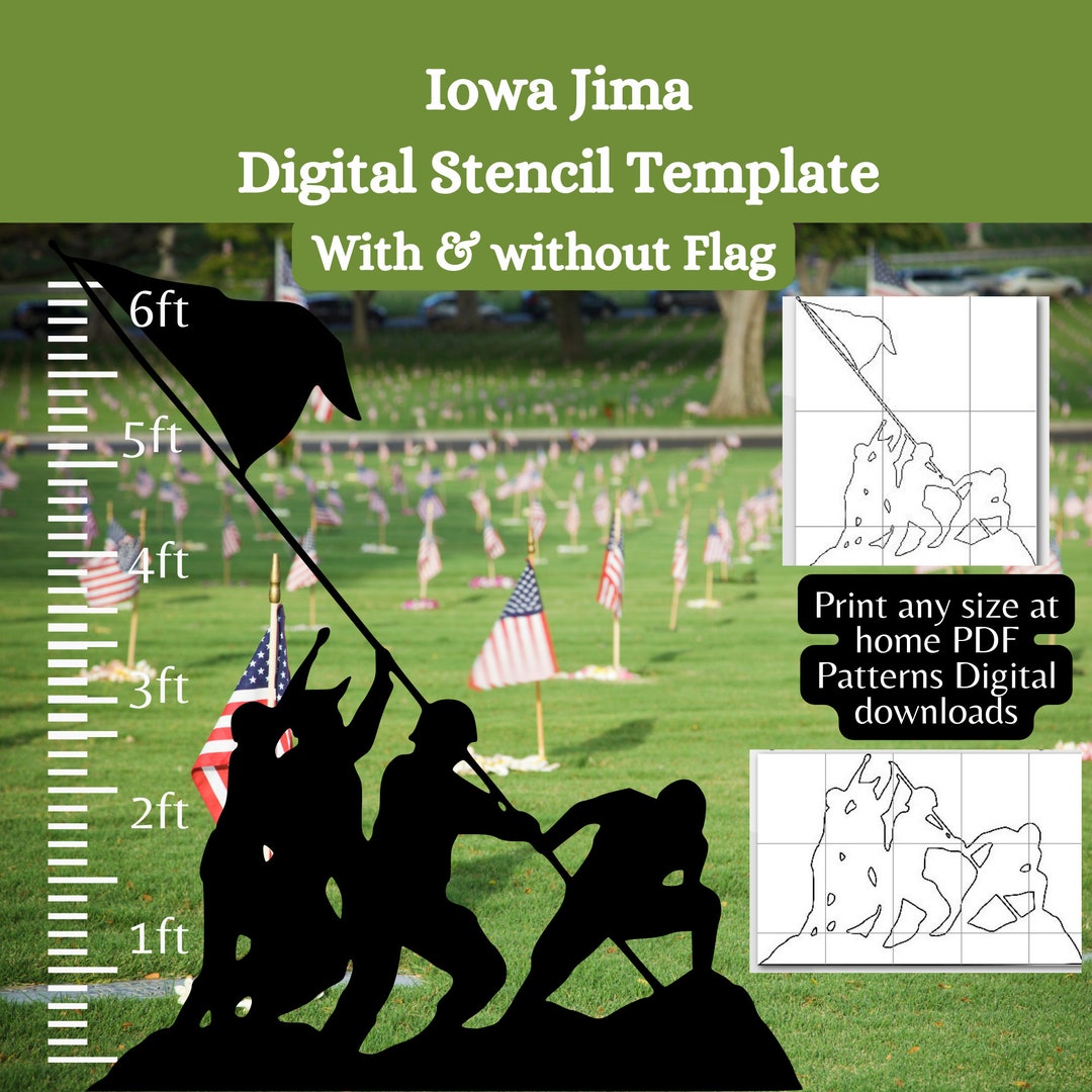 Iowa Jima Soldiers Flag Pattern, Yard Display Silhouette Cutout ...