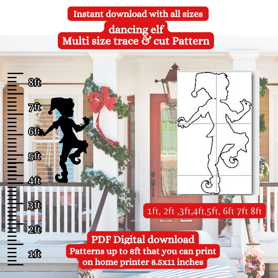 3ft 4ft 5ft Dancing Elf Christmas Enlarged Pattern, Printable Pdf ...