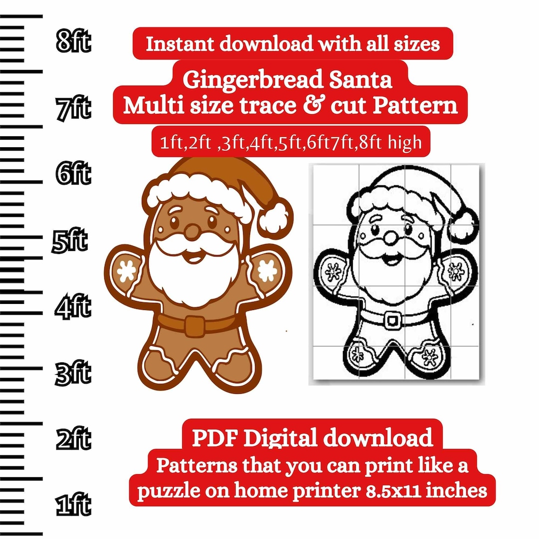Life Size Gingerbread Man Santa Clause Pattern PDF Template ,printable ...