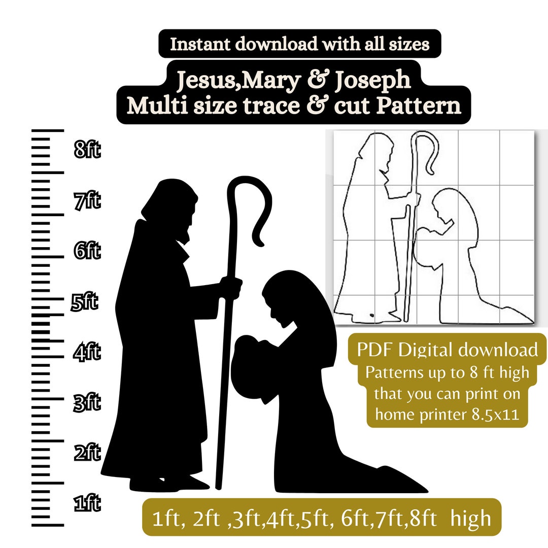 Life Size Nativity Manger Scene Display, Christmas Silhouette Template, Yard Art Pdf, Printable ...