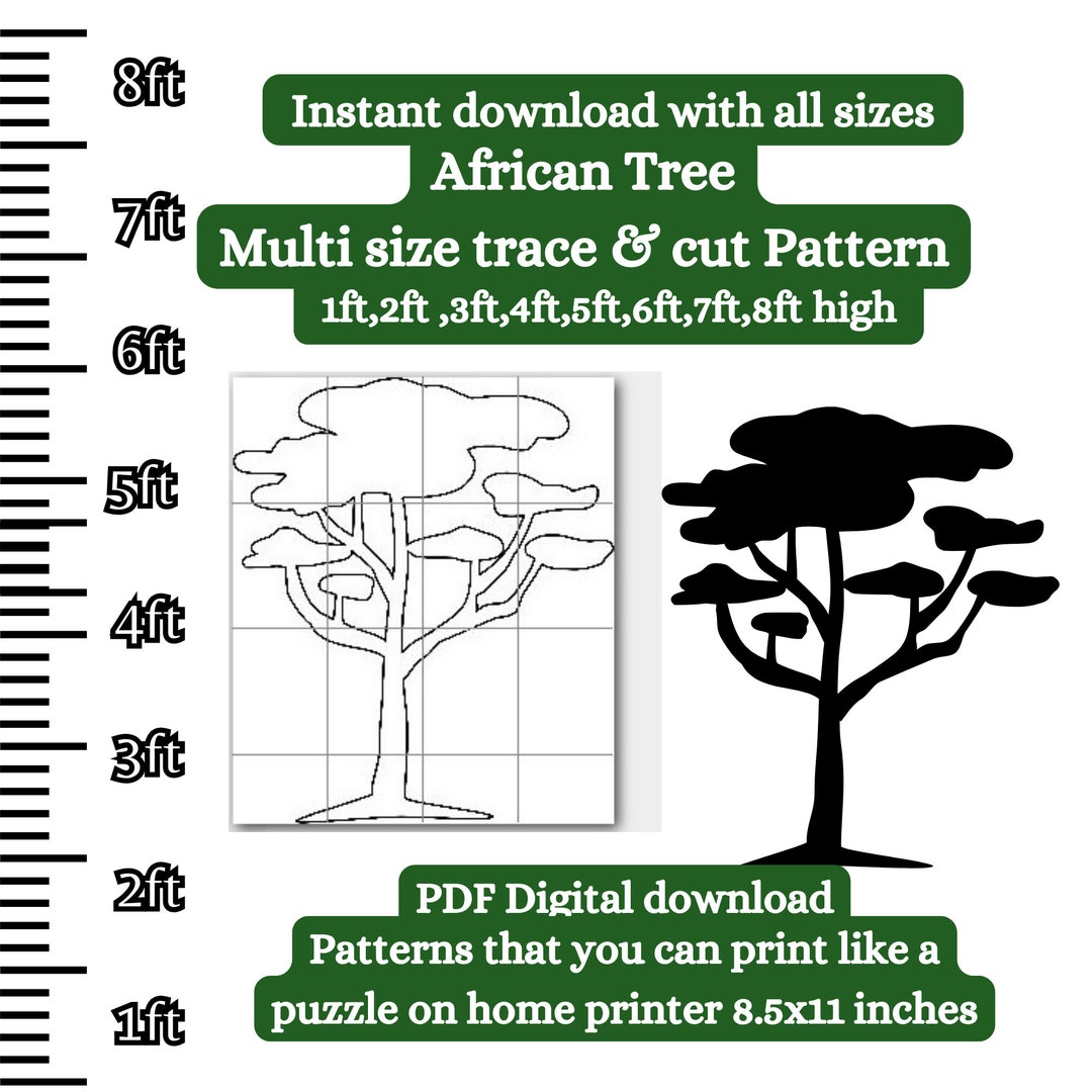 1ft 3ft 4ft 5ft 6ft 8ft Balloon Tree Trunk PDF Template ,printable ...