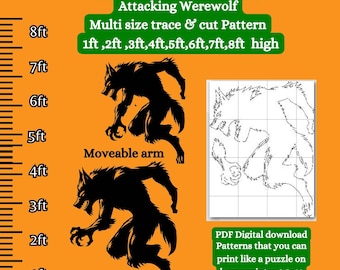 Poseable Werewolf Silhouette Template ,halloween Pdf Template ...