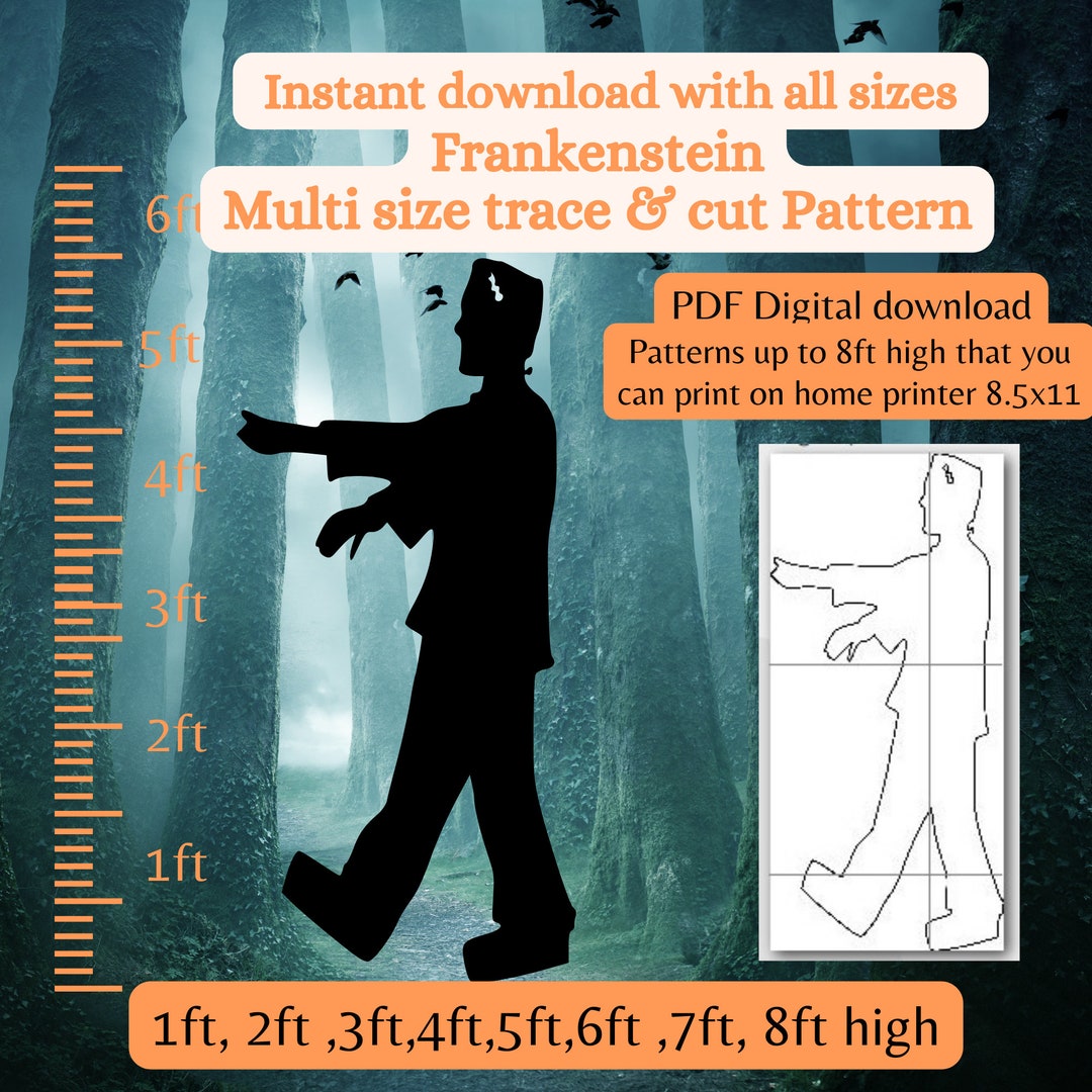 7ft 8ft Frankenstein Yard Art Decoration Template, Print & Cut ...