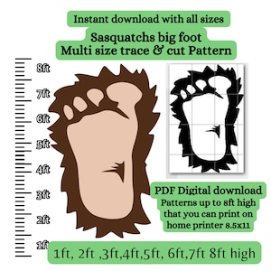 1ft -8ft Bigfoot Footprint Cutout Pattern,scroll Saw, Sasquatch ...
