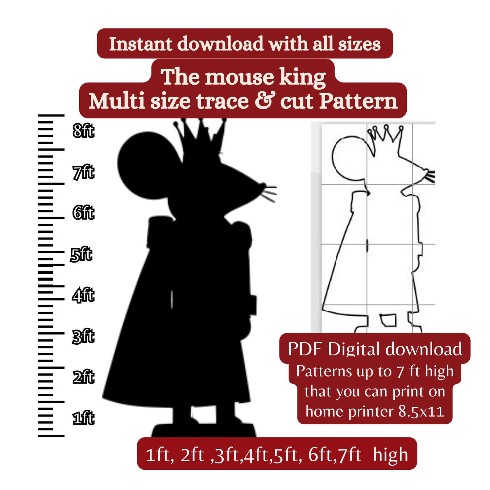 Life Size the Nutcracker the Mouse King Pattern PDF Template ,printable ...