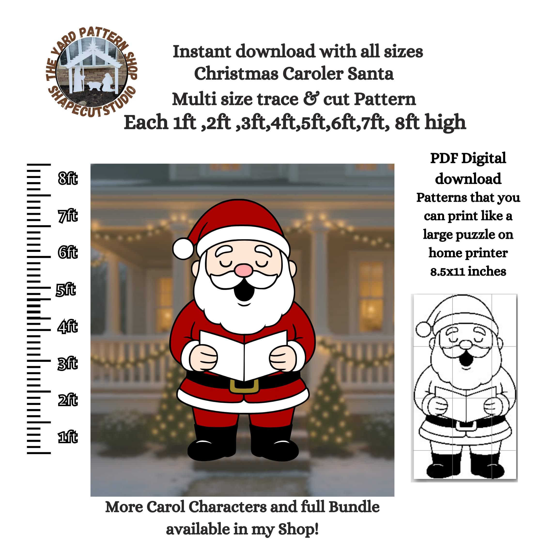 1ft 8ft Christmas Carolers Yard Art Pattern Template Bundle, Printable ...