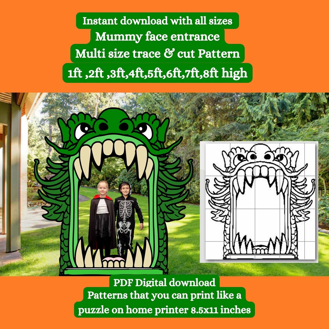 1ft-10ft Halloween Dragon Arch , Silhouette Print and Cut Template ...