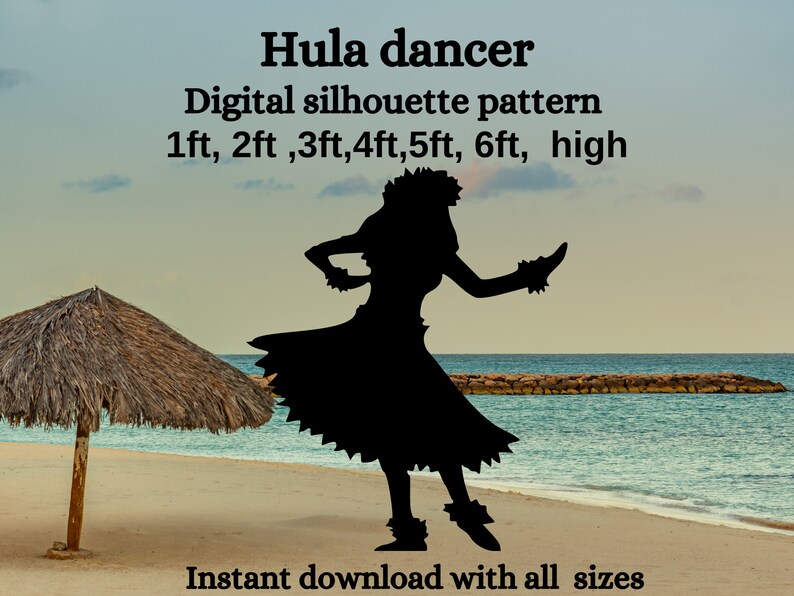 Hula Dancer Silhouette Template, Tiki Party Pdf Pattern, Luau Tiki ...