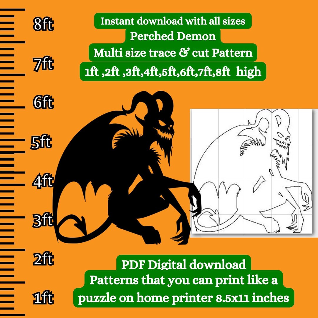 Demon Template Halloween Silhouette , Yard Art Pdf Pattern , Printable ...