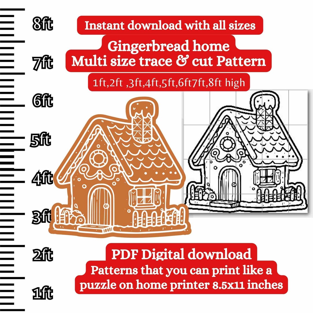 Life Size Gingerbread House Home, Pattern PDF Template ,printable Trace ...