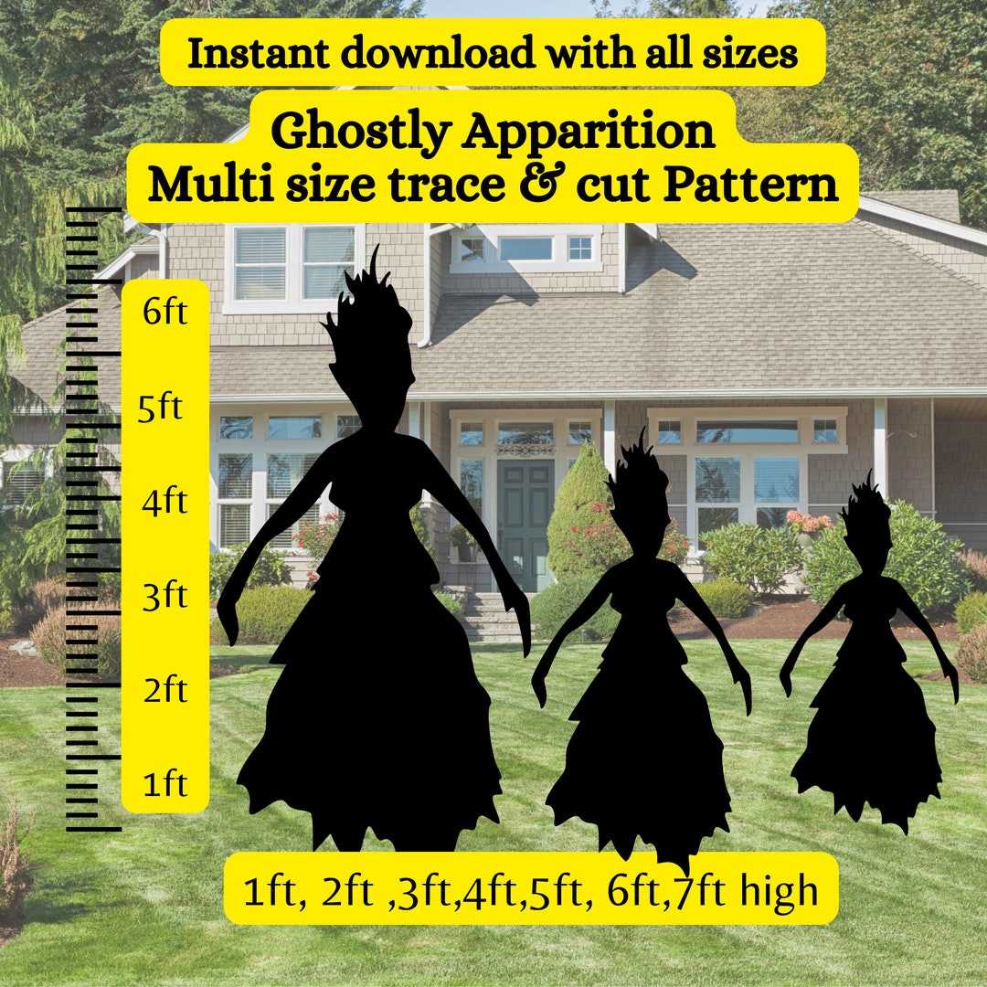 Female Ghostly Apparition, Halloween Silhouette Template, Yard Art Pdf ...