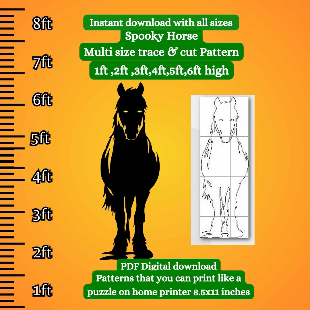 Life Size Zombie Horse Template ,DIY Woodworking Pattern for Halloween ...