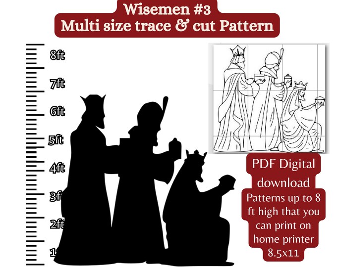 The 3 Kings Nativity Scene Display, Christmas Silhouette Template, Yard ...