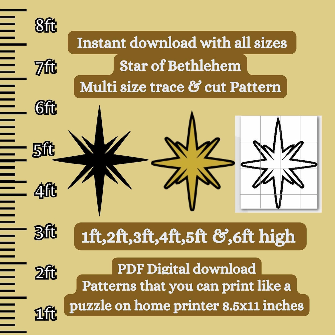 1ft-6ft Nativity Star of Bethlehem, Manger Scene Display, Diy Build ,christmas Silhouette ...
