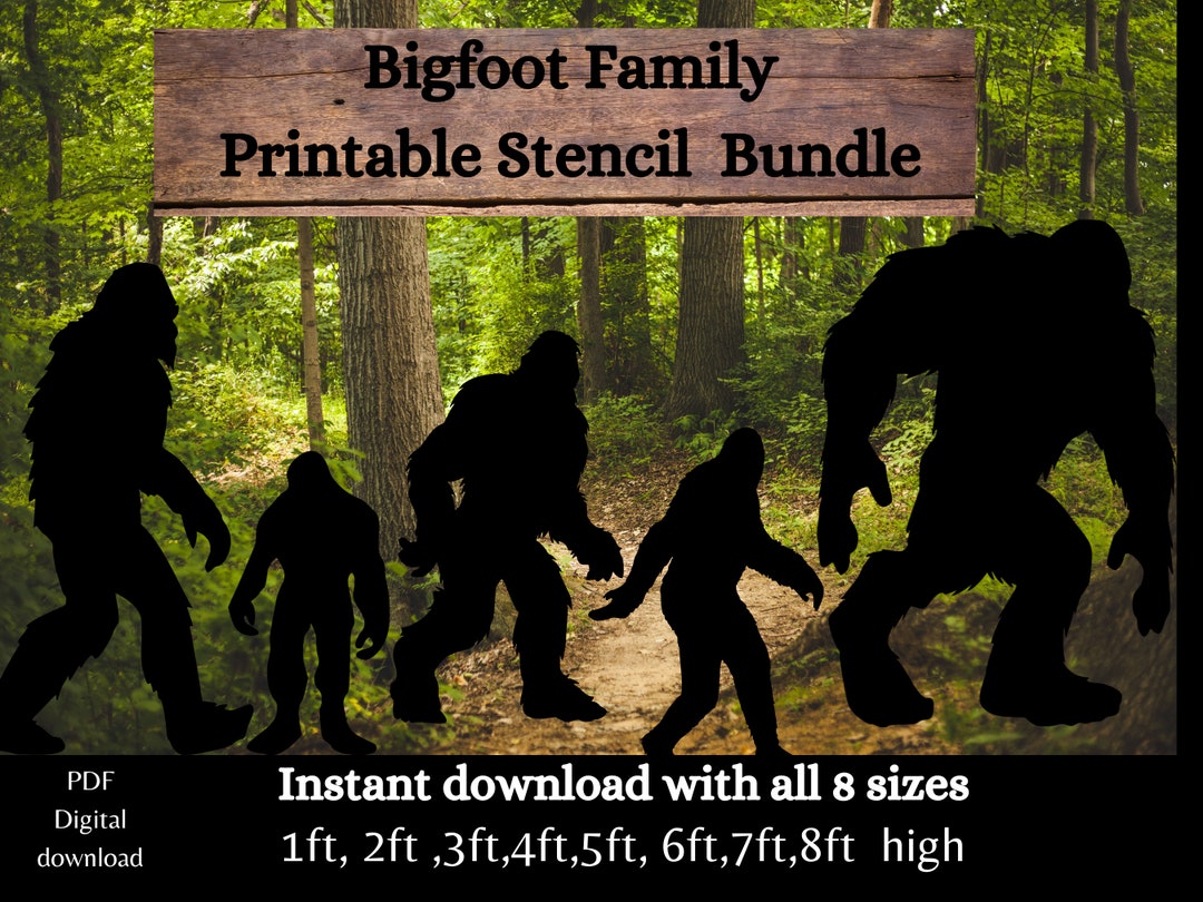 Digital Paper Silhouette Template , Life Size Bigfoot Family, 8 Ft ...