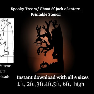 Halloween Silhouette Scary Tree Template, Tree Face Silhouette Pattern ...