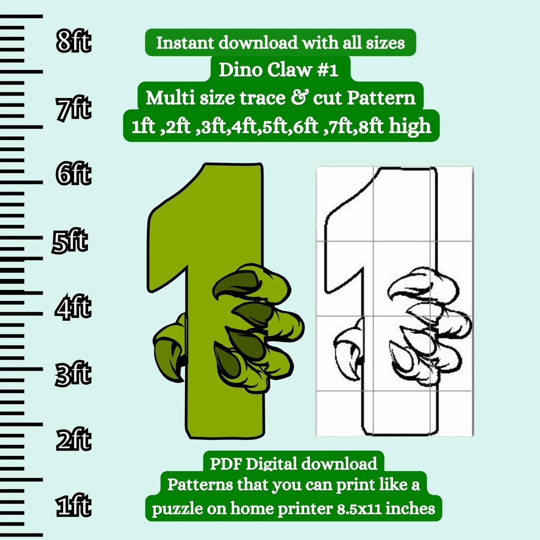 Life Size T Rex Claw 1 PDF Pattern Stencil, Print Trace and Cut Pdf ...