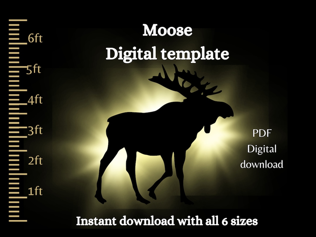 Life Size Bull Moose Silhouette Printable Trace and Cut, Silhouette ...