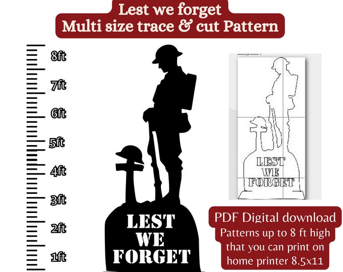 Lest We Forget Soldier Pattern, Yard Display Silhouette Cutout, Stencil ...