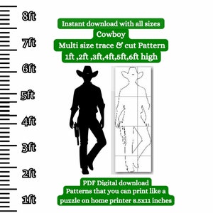 Diy Life Size Cowboy Standing Cutout Silhouette Template, Western Theme ...
