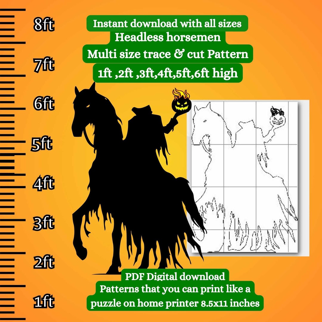 1ft-8ft Garage Door Silhouette Pdf Template, Halloween Scene Silhouette ...