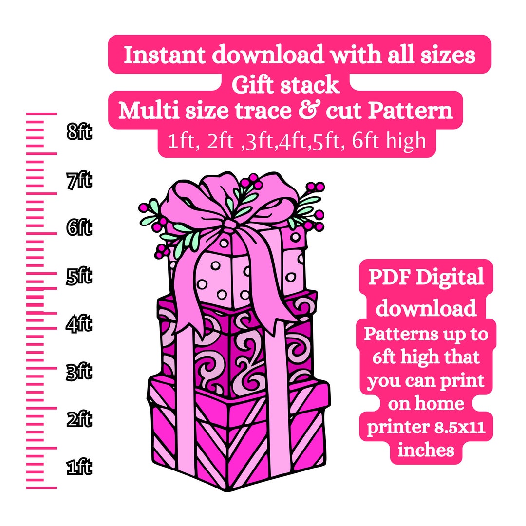 Whimsical Stacked Gift Box Set,print Trace and Cut Digital Stencil, Pdf ...