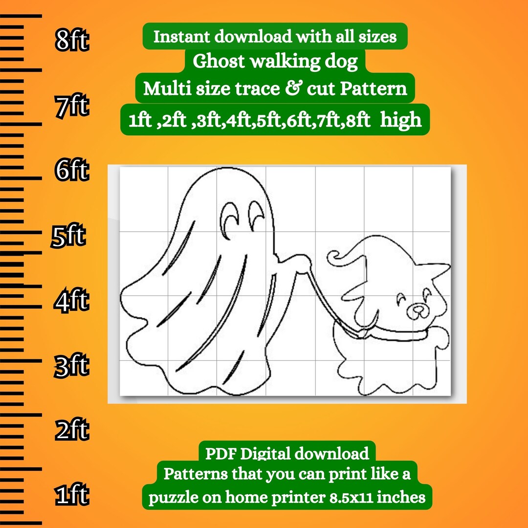 1ft-8ft Large Ghost Walker Silhouette Pattern Template Traceable ...
