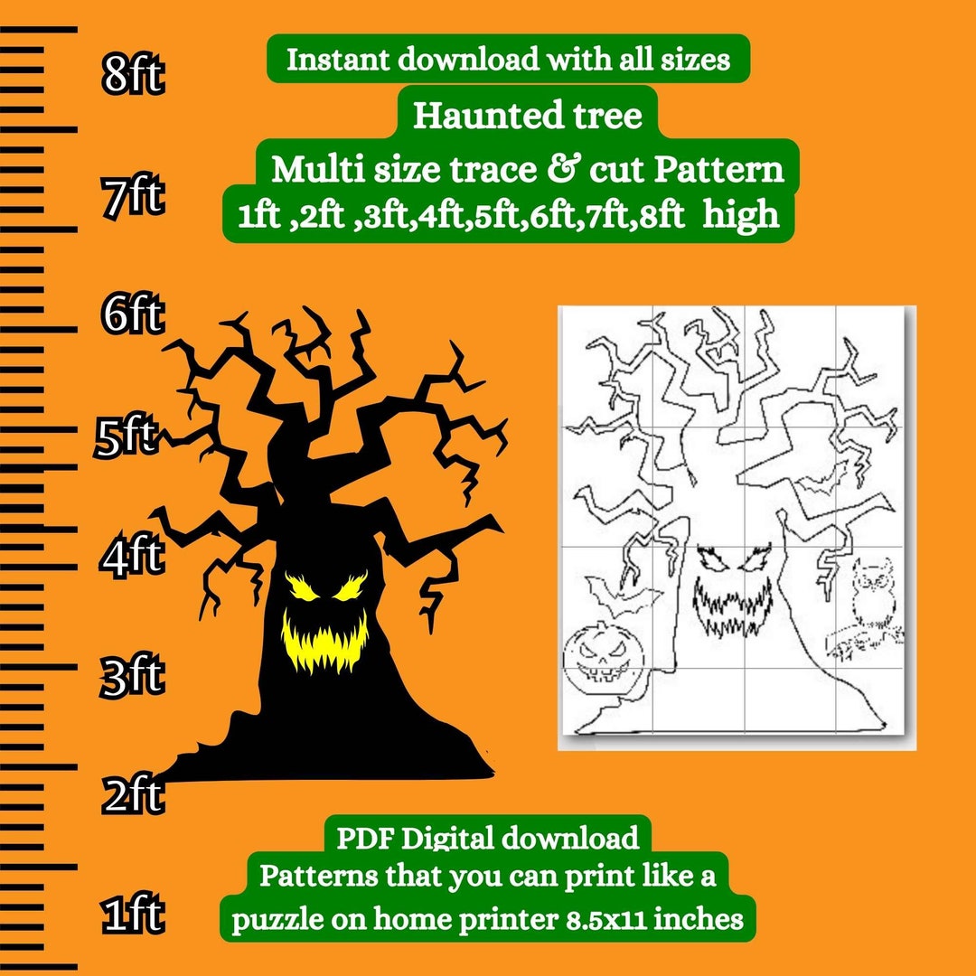 1 - 8ft Scary Monster Tree PDF Template ,printable Trace and Cut ...