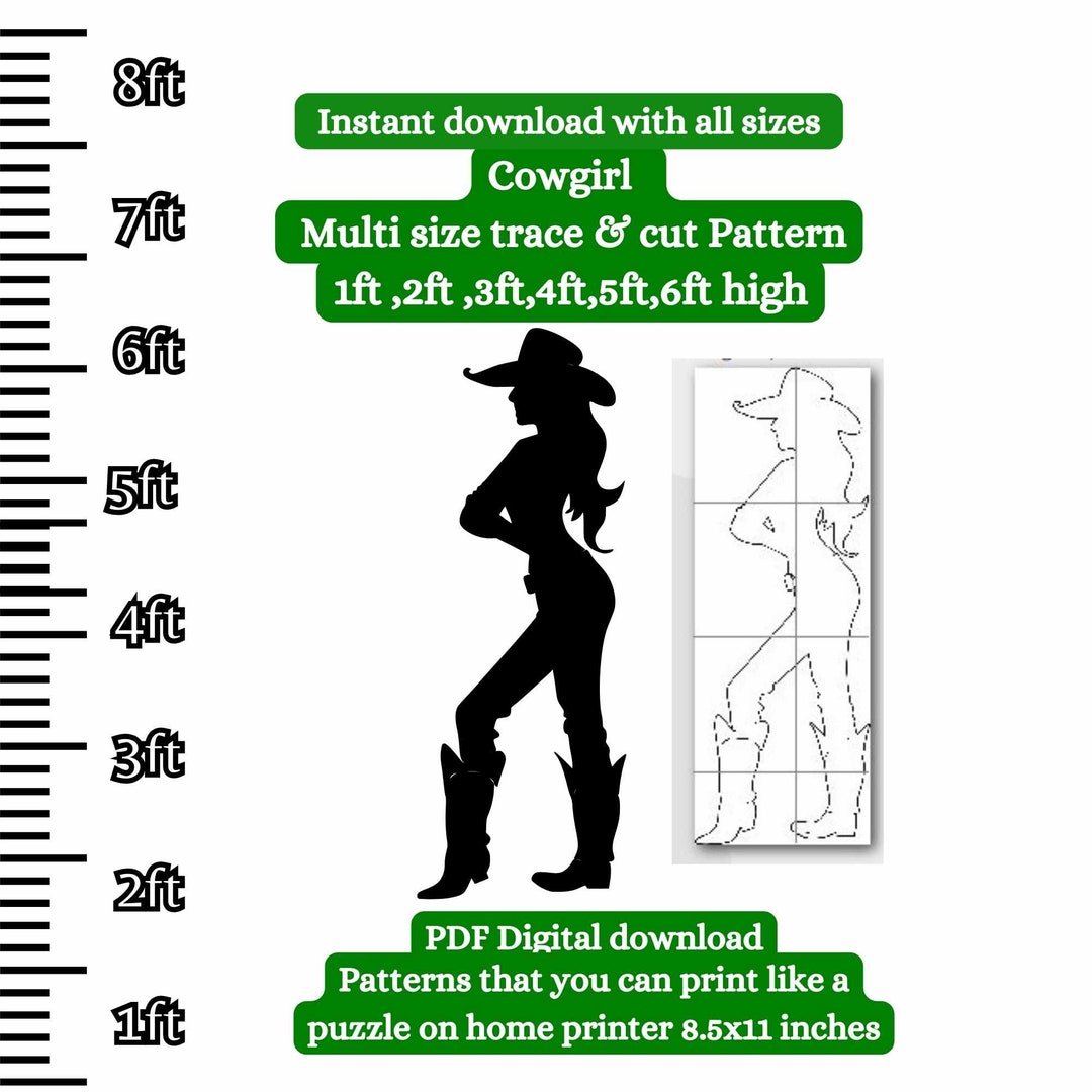 Diy Leaning Cowgirl Standee Cutout Silhouette Template, Western Theme ...