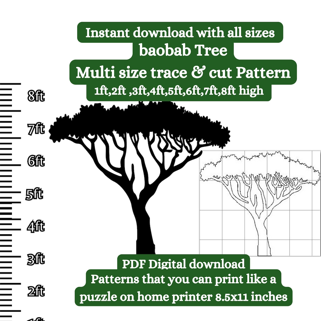 1ft-8ft Balloon Tree Trunk PDF Template ,printable Trace and Cut, Baby ...