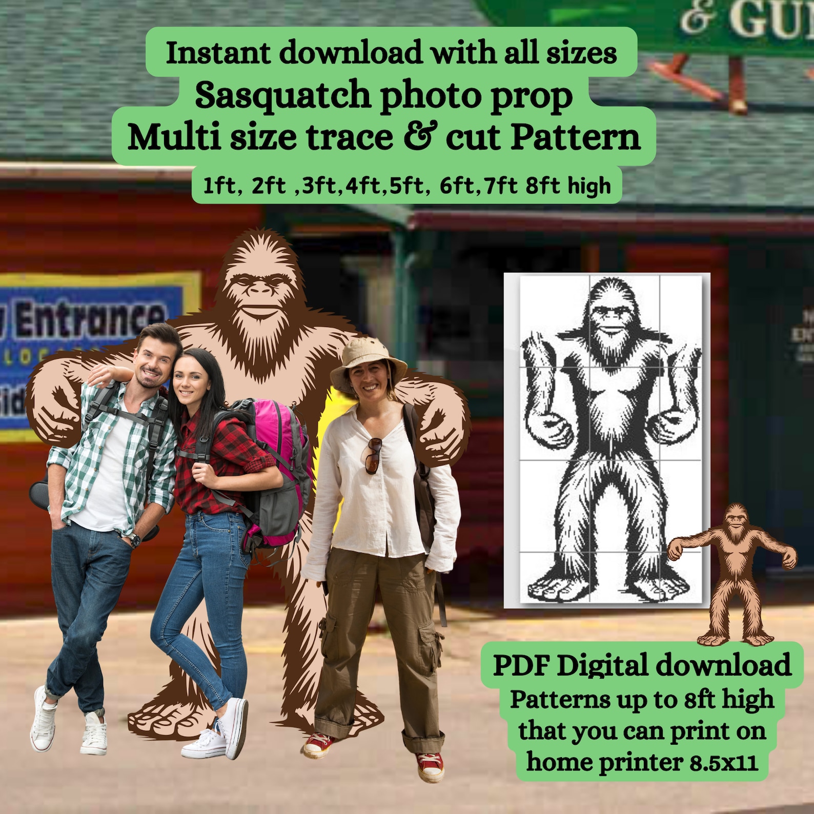 7ft 8ft Life Size Bigfoot Prop Pattern Sign Scroll Saw, Sasquatch ...