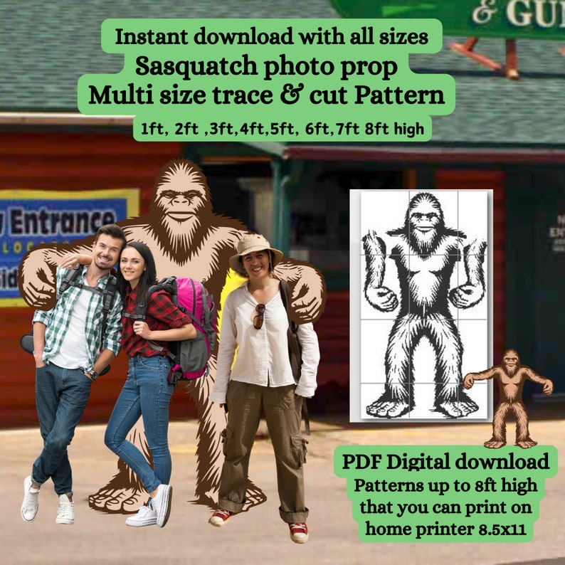 7ft 8ft Life Size Bigfoot Prop Pattern Sign Scroll Saw, Sasquatch ...