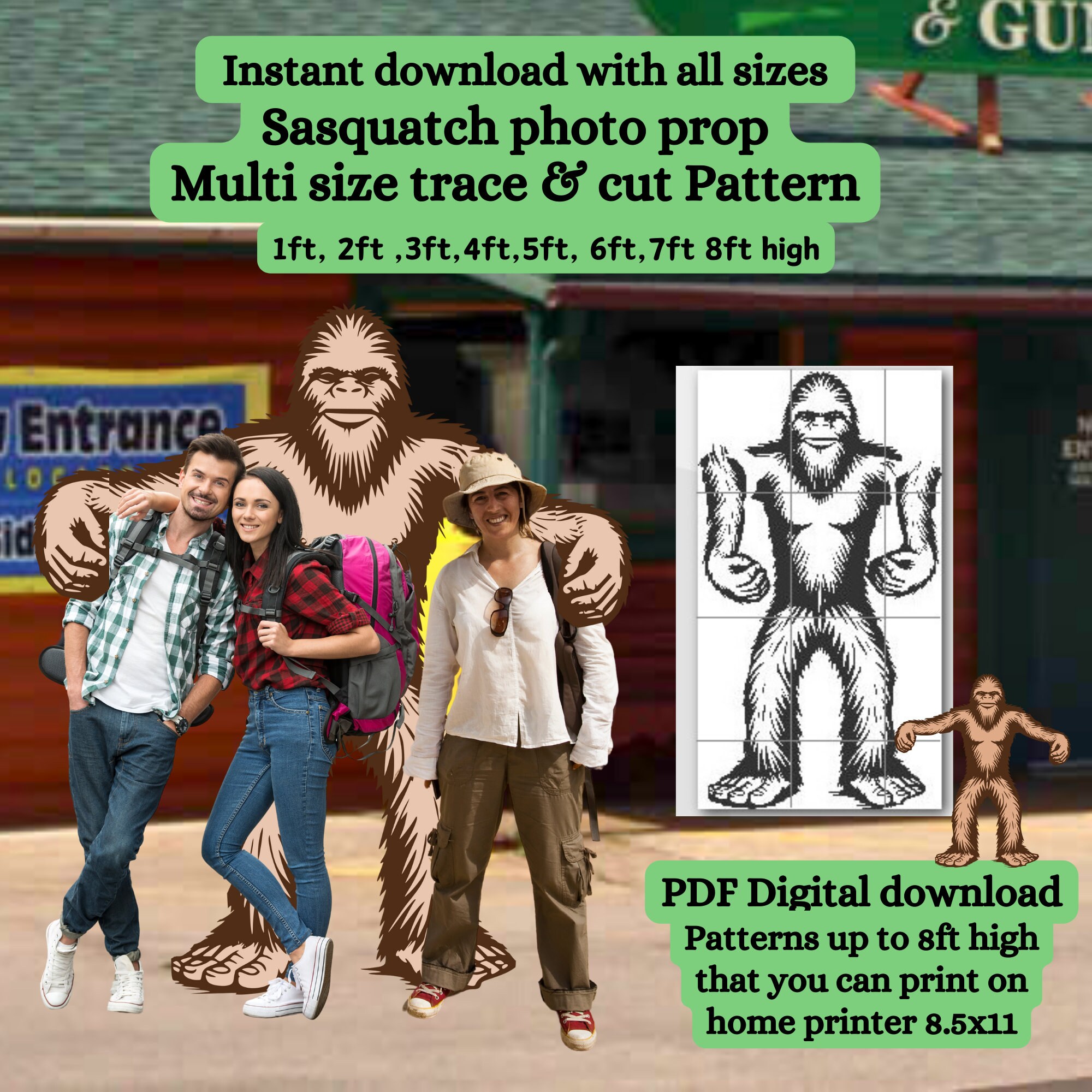 7ft 8ft Life Size Bigfoot Prop Pattern Sign Scroll Saw, Sasquatch ...