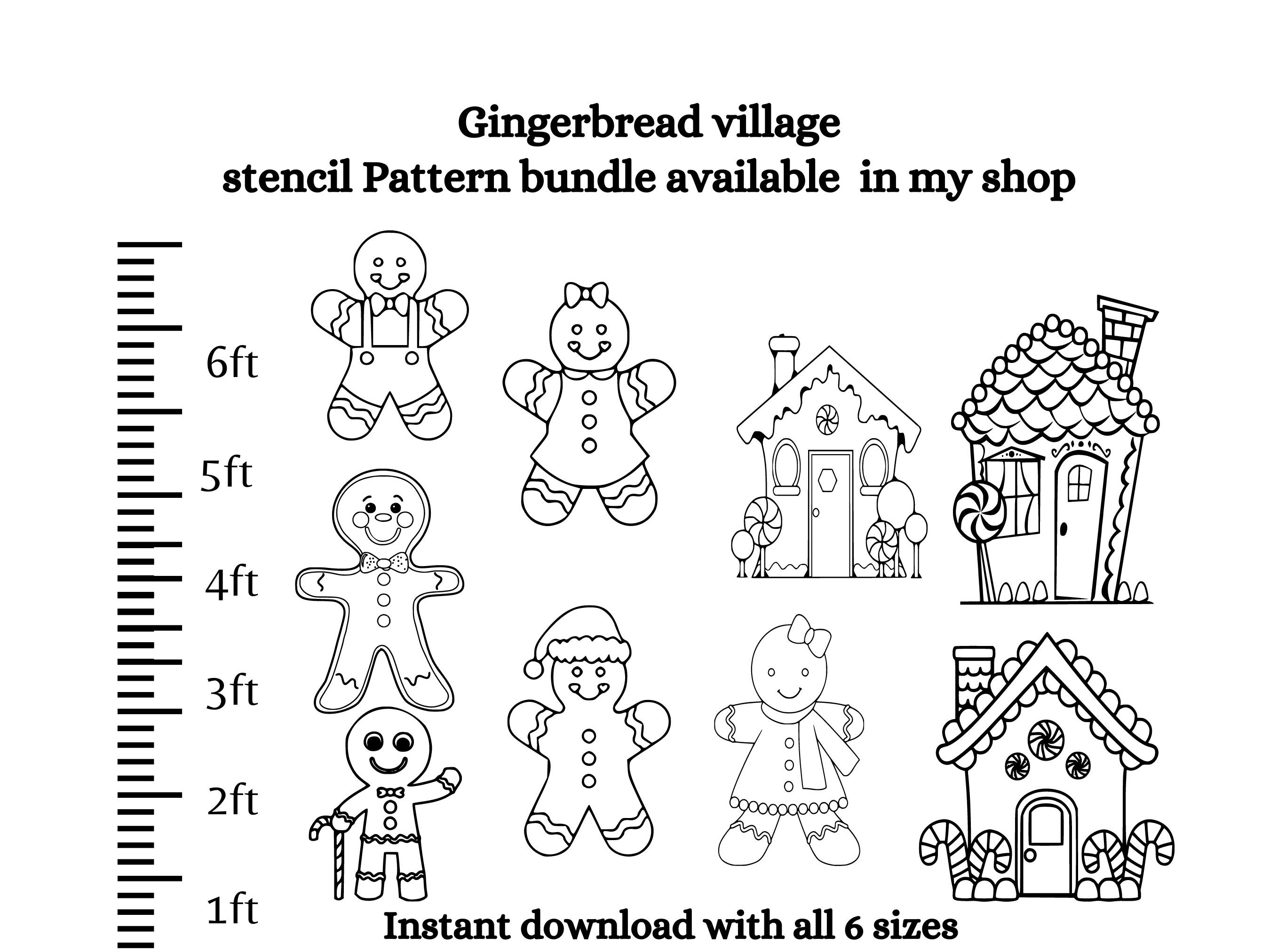 1ft to 6ft Gingerbread House , PDF Template ,printable Trace Cut ...