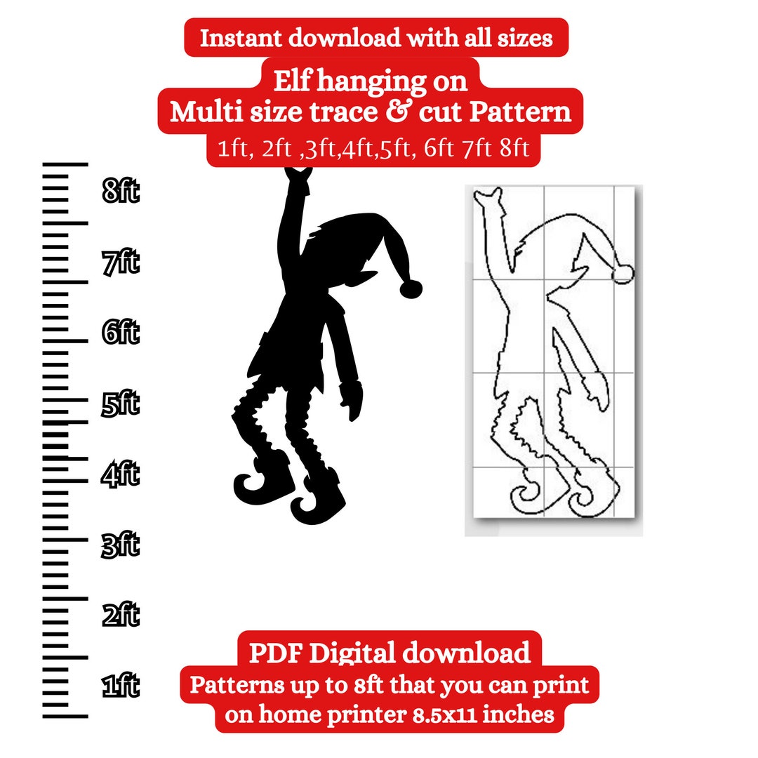 Life Size Elf Holding Pose ,christmas Stencil Template Bundle Pdf Christmas Décor Digital ...